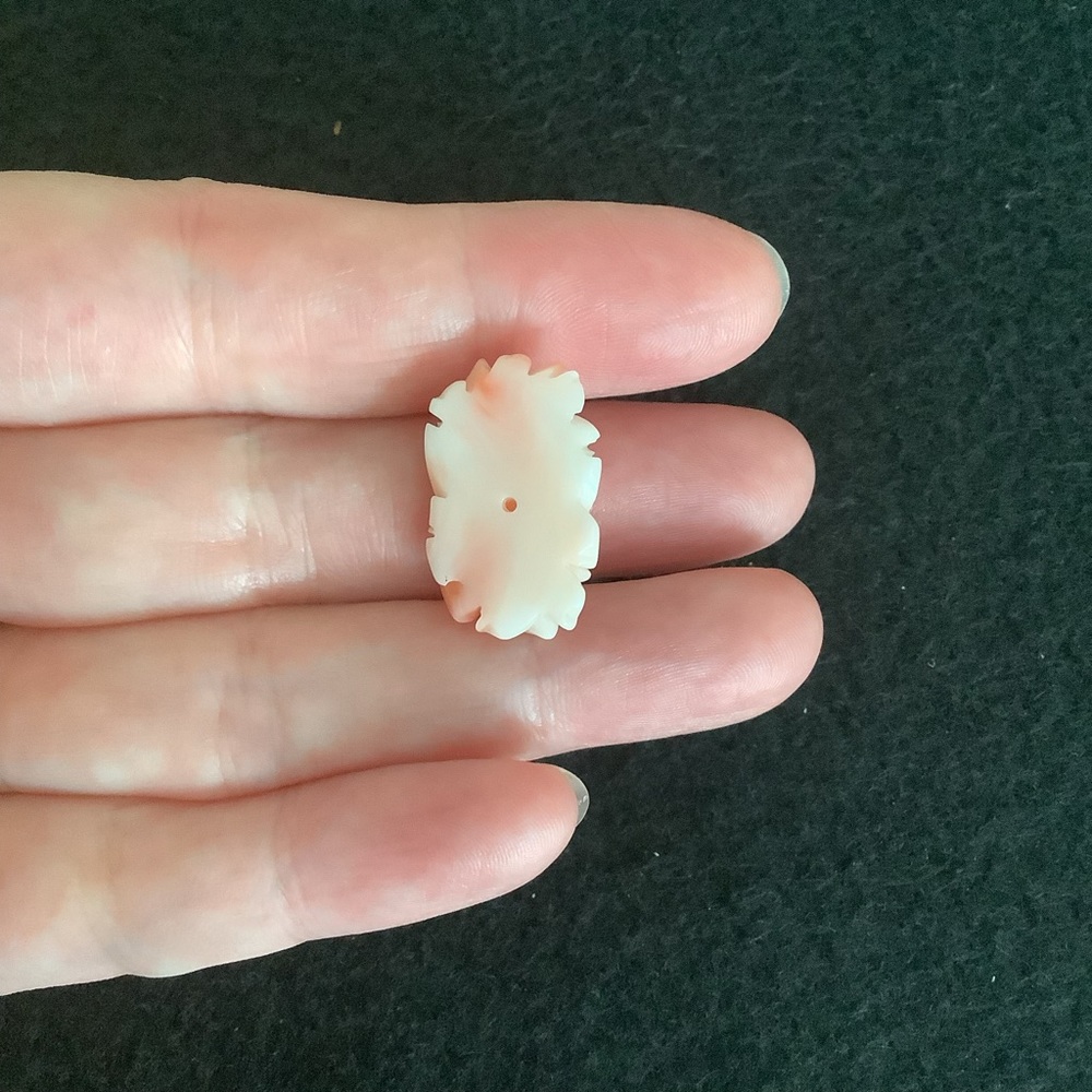 Vintage Two Hand Carved Natural Angels Skin Coral. - Gem